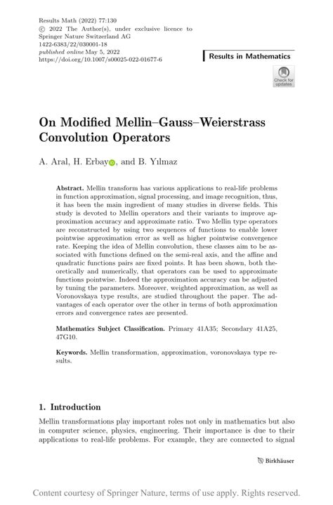 On Modified Mellin Gauss Weierstrass Convolution Operators Request Pdf