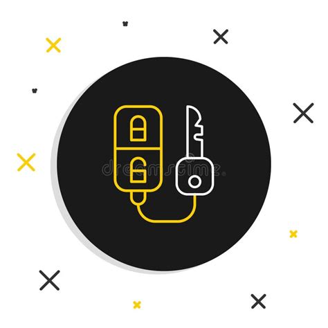 Line Car Key With Remote Icon Isolated On White Background Car Key And Alarm System Colorful