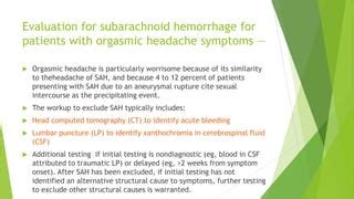 Primary Headache Associated With Sexual Activity Pptx