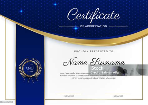현대 파란색 인증서 템플릿 및 테두리 상 졸업장 명예 업적 졸업 및 인쇄 0명에 대한 스톡 벡터 아트 및 기타 이미지 0명 가상현실 감탄 Istock