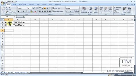 Add Multiple Sheets To A Workbook At Once Using Vba Youtube