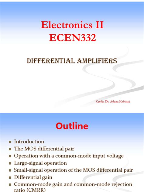 Lecture 2 Differential Amplifiers Pdf