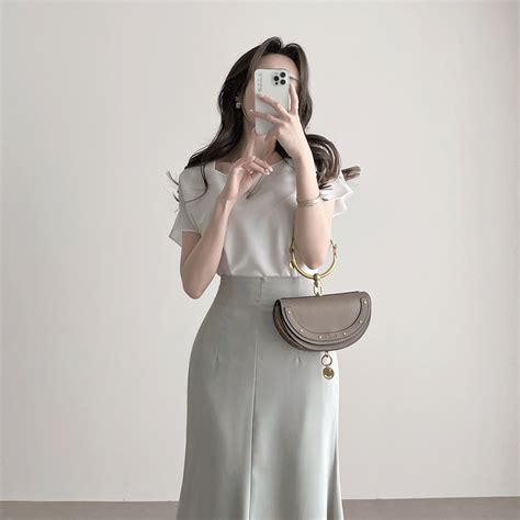 가나다란 팔뚝커버🌼오피스여신 가나다란 반팔 입술넥 쉬폰 블라우스 5color