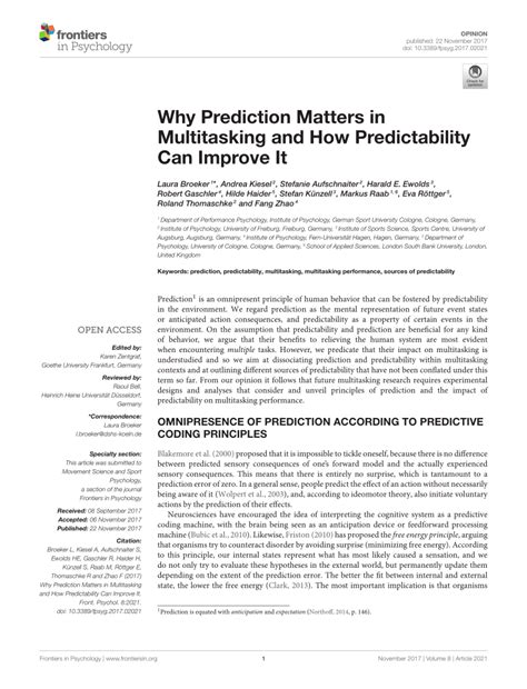Pdf Why Prediction Matters In Multitasking And How Predictability Can
