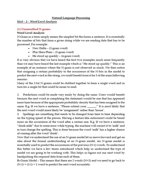 Natural Language Processing Notes Unit 2 Pdf Part Of Speech
