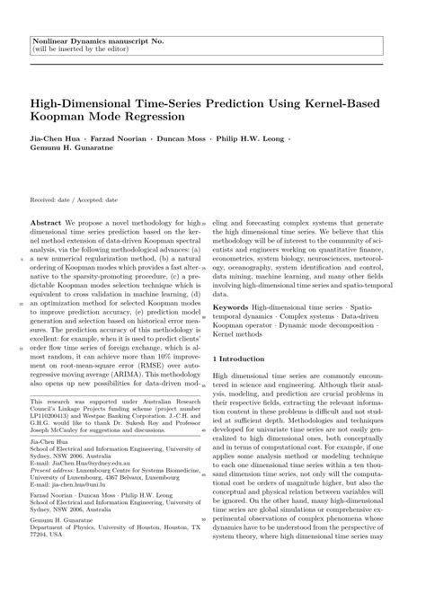 pdf high dimensional time series prediction using kernel based