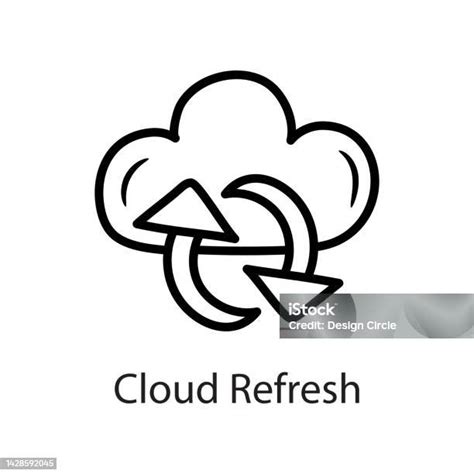 클라우드 새로 고침 개요 아이콘 디자인 그림입니다 흰색 배경 Eps 10 파일의 데이터 기호 교환에 대한 스톡 벡터 아트 및 기타 이미지 Istock