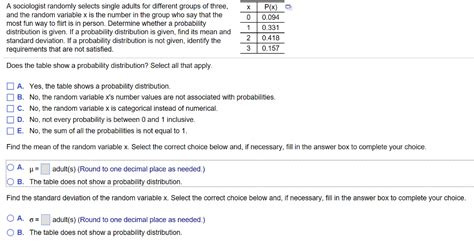 solved a sociologist randomly selects single adults for