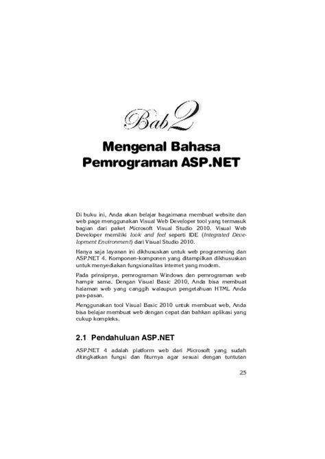 Pdf Mengenal Bahasa Pemrograman Asp