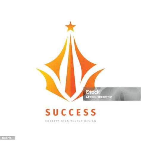 성공 비즈니스 벡터 기호 템플릿 개념 일러스트 레이 션 플랫 스타일 광선과 추상적 인 모양의 별 수상 경력 컵 창조적 인 사인 디자인 요소 개념 기호에 대한 스톡 벡터 아트