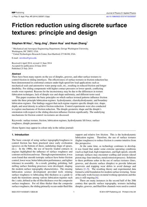 Friction Reduction Using Discrete Surface Textures Principle And Design Request Pdf