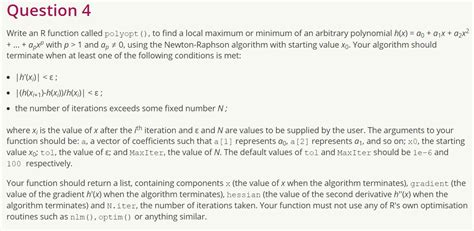 Question 4 Write An R Function Called Polyopt To