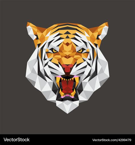Tiger Head Polygon Geometric Royalty Free Vector Image