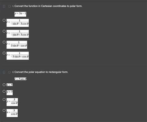 Solved 1 Convert The Function In Cartesian Coordinates To Polar