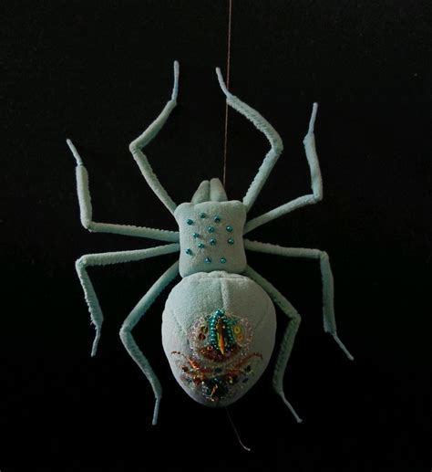 Паук бирюзовый с вышивкой. Текстильный паук декоративный украшение в ...