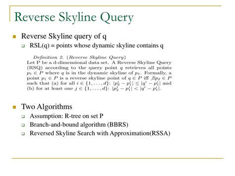 Ppt Efficient Computation Of Reverse Skyline Queries Powerpoint