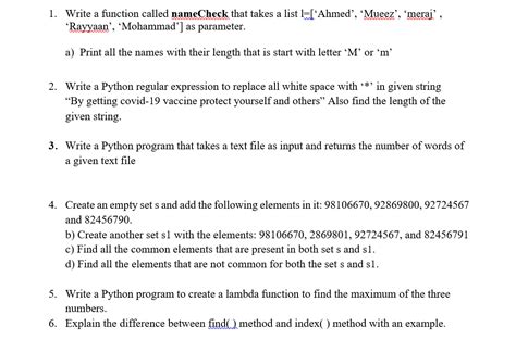 Solved Write A Function Called Namecheck That Takes A Chegg