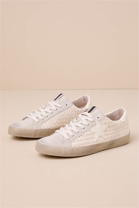 Shu Shop Paula Bone Woven Fabric Sneakers Flatform Sneakers Lulus