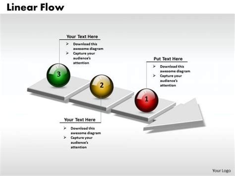 Ppt D Linear Flow Arrow State Diagram PowerPoint Templates