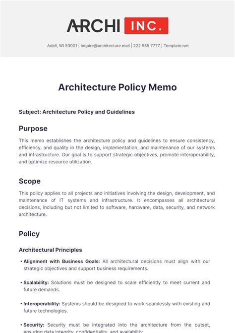 Free Architecture Policy Memo Template To Edit Online