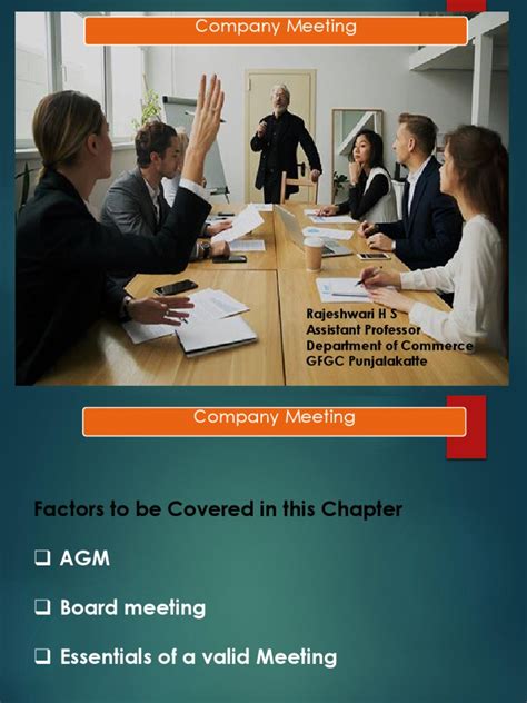 Company Meeting Rajeshwari H S Assistant Professor Department Of Commerce Gfgc Punjalakatte