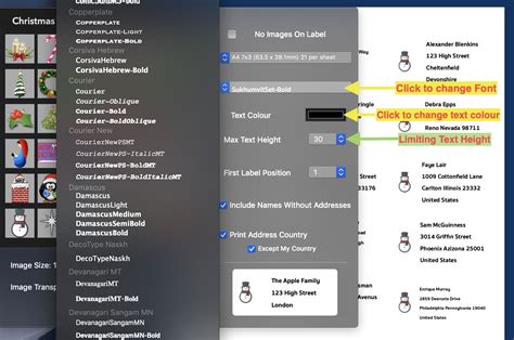 Changing Label Text Colour And Font Address Labels