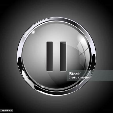 일시 중지 버튼을 누릅니다 미디어에 대 한 3d 빛나는 회색 아이콘 누름 버튼에 대한 스톡 벡터 아트 및 기타 이미지 누름 버튼 휴식하기 3차원 형태 Istock