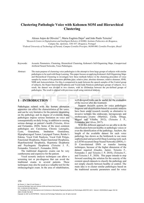 Pdf Clustering Pathologic Voice With Kohonen Som And Hierarchical