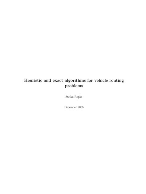 Thesis Heuristic And Exact Algorithms For Vehicle Routing Problems Pdf Time Complexity
