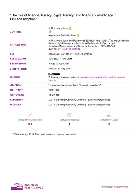 Pdf The Role Of Financial Literacy Digital Literacy And Financial