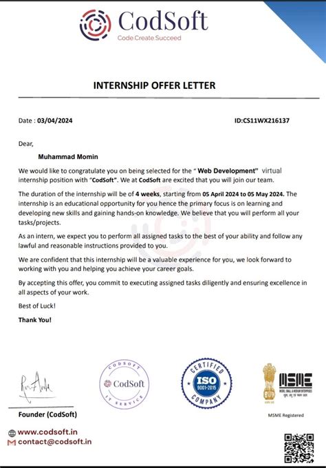 Muhammad Momin On Linkedin Internship Softwaredevelopment Codsoft
