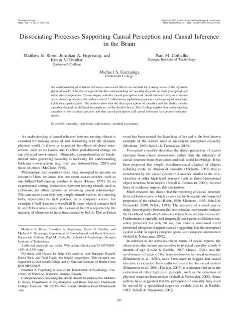 Pdf Dissociating Processes Supporting Causal Perception And Causal