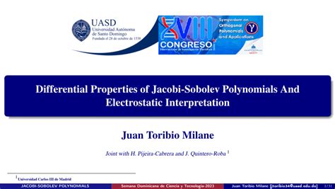 Pdf Differential Properties Of Jacobi Sobolev Polynomials And Electrostatic Interpretation