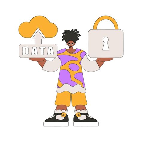 Premium Vector Person With Secure Cloud Data And Padlock