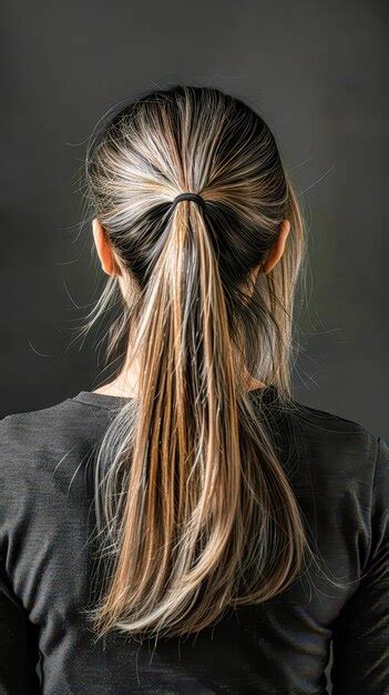 A Stylish Woman With Long Hair Tied Back Against A Dark Background