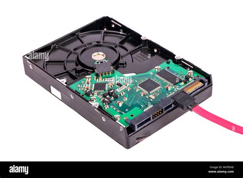 Hard Disk Drive Hdd Connected To The Sata Cable On A White Background Stock Photo Alamy
