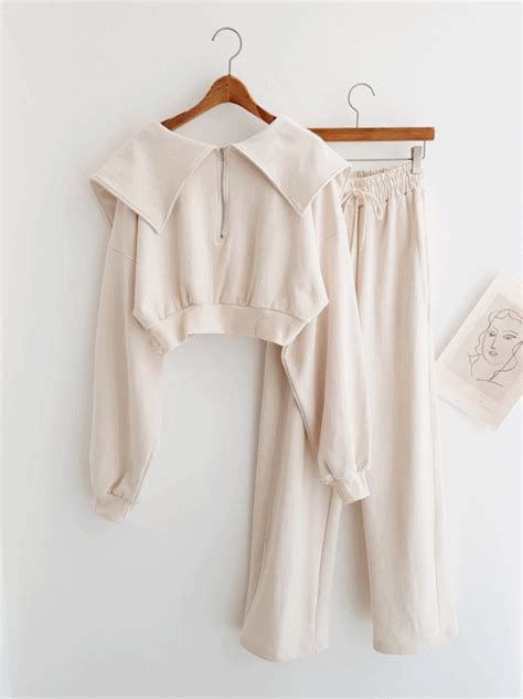 ️러블리set ️ 세일러 카라넥 크롭맨투맨 쭈리맨투맨 밴딩 일자팬츠 트레이닝바지 롱팬츠 투피스세트 봄신상 트레이닝세트 데일리세트 이지웨어세트 추리닝세트 에이블리