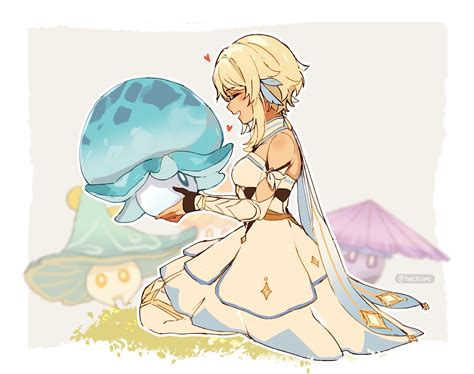 Lumine And Fungi Genshin Impact Drawn By Hachiimi Danbooru