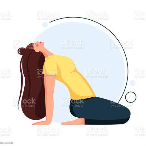 요가를하는 소녀 피트니스 스포츠 및 건강한 라이프 스타일 개념 연습 요가 운동 만화 플랫 벡터 일러스트레이션 가공의 인물에 대한