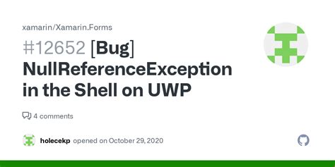 [bug] nullreferenceexception in the shell on uwp · issue 12652 · xamarin xamarin forms · github