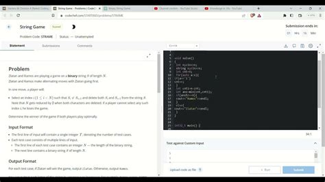 string game solution in c codechef solution today comments