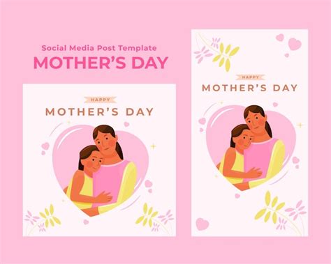 Premium Vector Social Media Post Of Vector Girl Hugging Her Mother