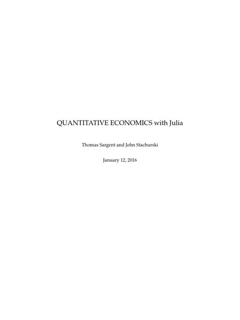 An Introduction To Programming Quantitative Economics Applications In