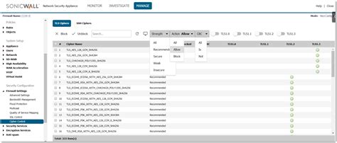 How To Allow Or Block Tls And Ssh Ciphers Using The Cipher Control Feature Sonicwall