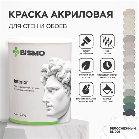 Краска для стен и потолков моющаяся Bismo для обоев интерьерная ...