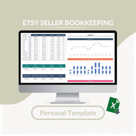 Etsy Seller Bookkeeping Excel Template Income Expense Tracker Etsy