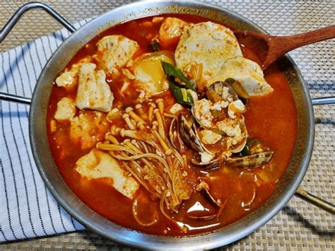 백종원 순두부찌개 끓이는법 바지락 순두부찌개 양념 순두부 요리 네이버 블로그