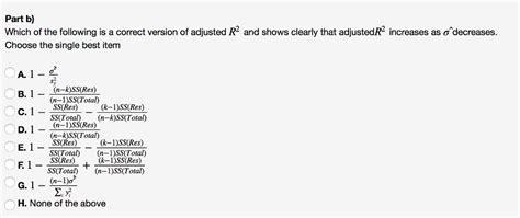 Solved For Multiple Regression The Definitions Of R2 And