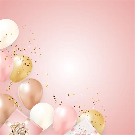 С днем рождения фон с реалистичными воздушными шарами Премиум Фото