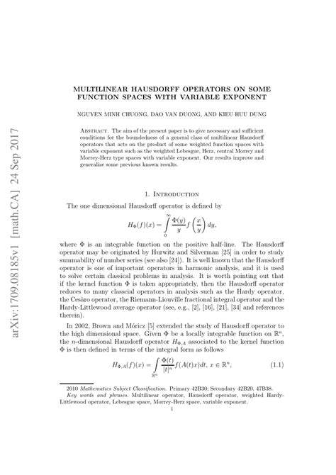 Pdf Multilinear Hausdorff Operators On Some Function Spaces With